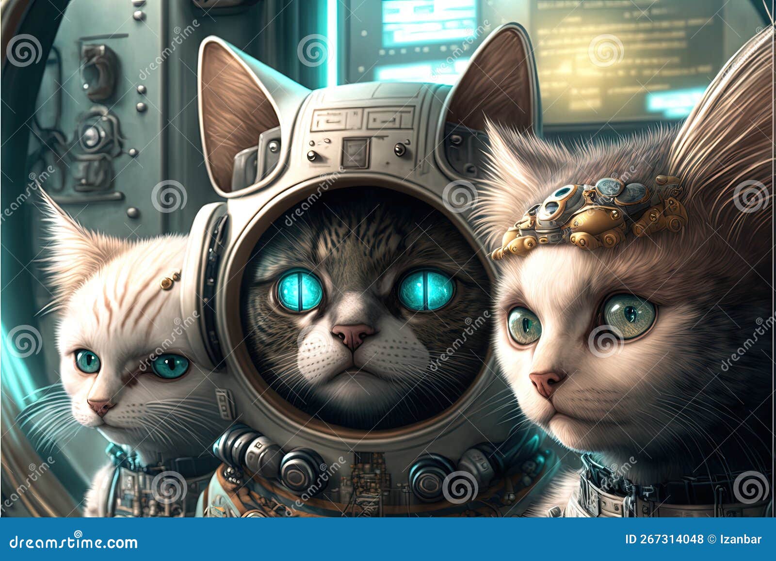Cats of the Future Illustration Generative Ai Stock Illustration ...
