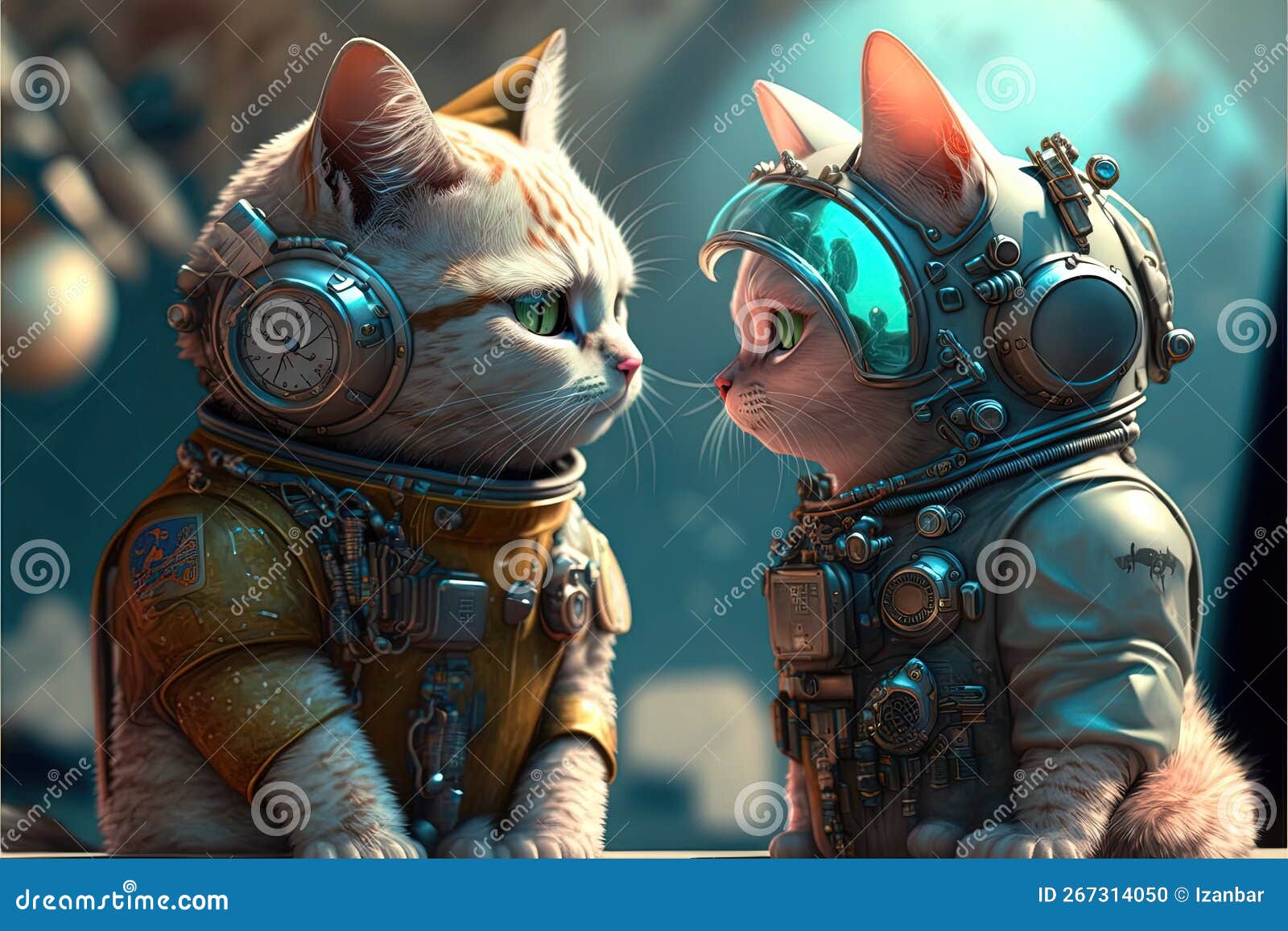 Cats of the Future Illustration Generative Ai Stock Illustration ...