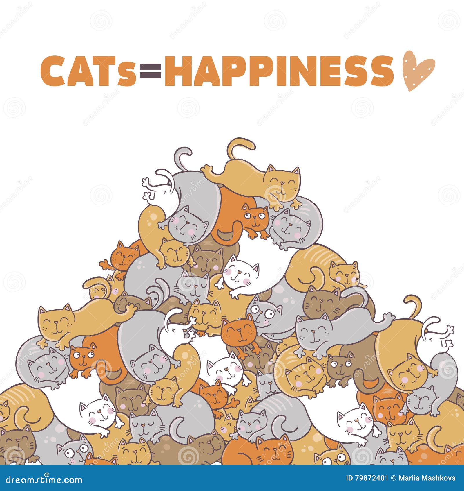 Cats are happiness. stock vector. Illustration of purr - 79872401
