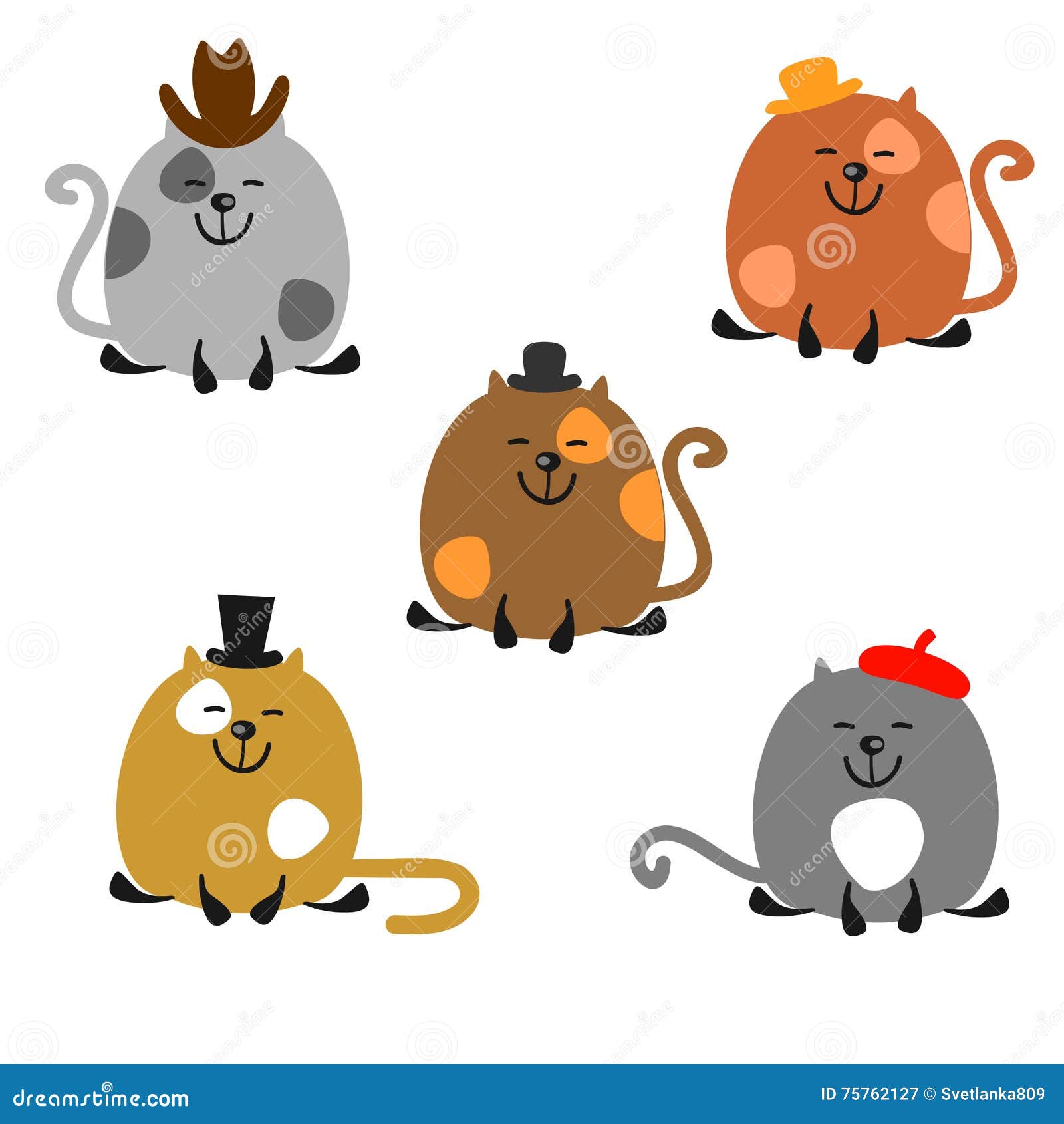 Cats in hats stock vector. Illustration of pattern, cartoon - 75762127