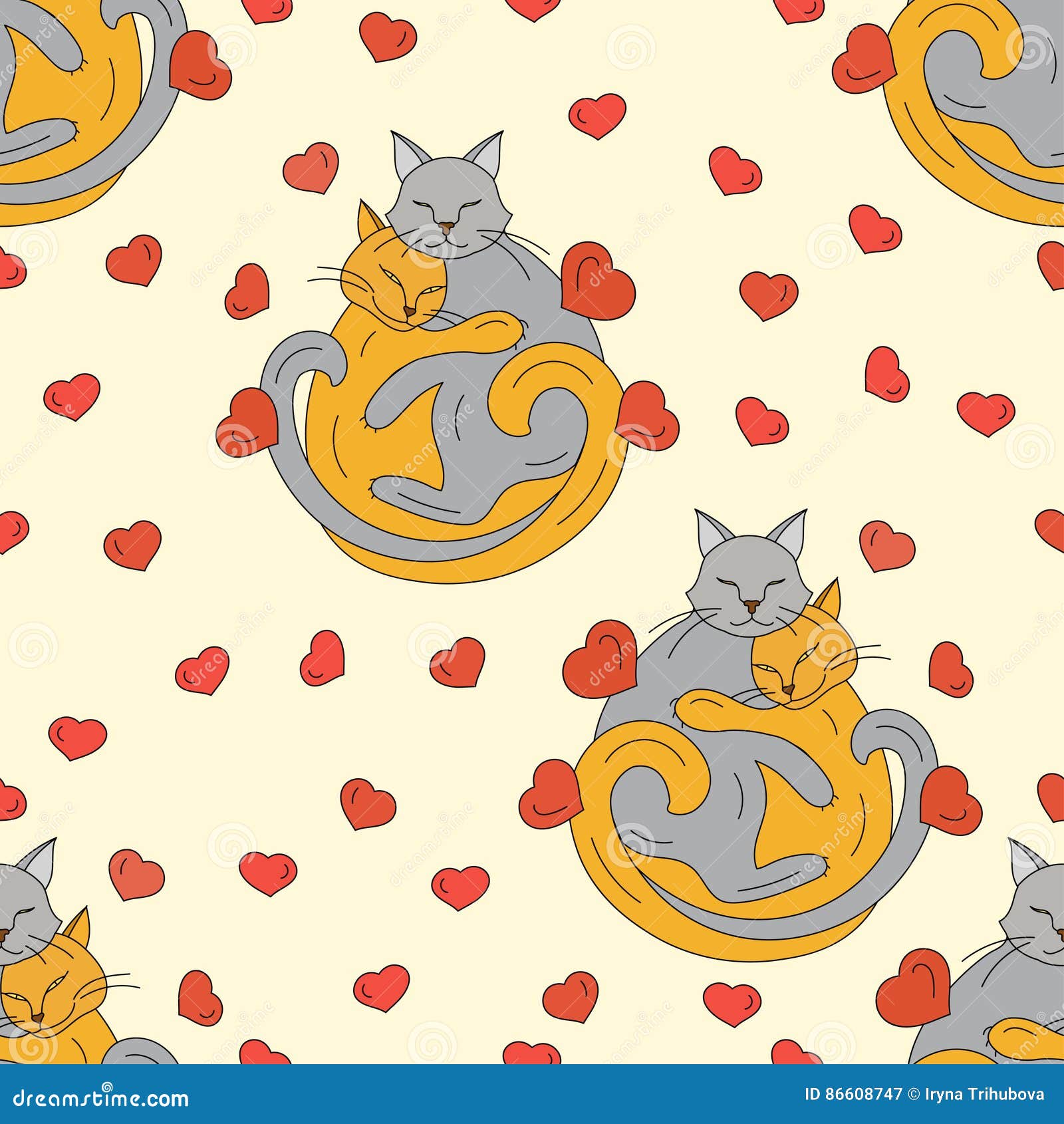 Cats hugging each other. stock vector. Illustration of loving - 86608747