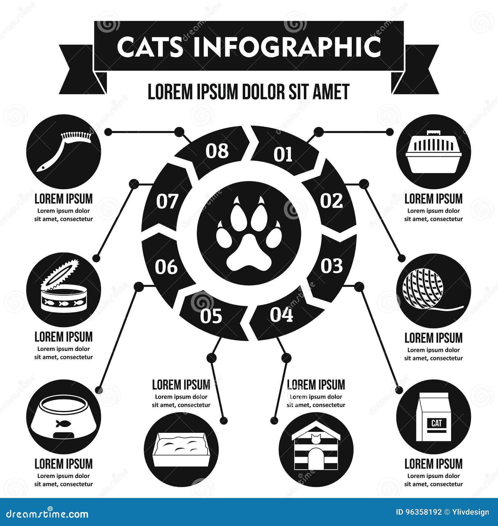 Cats Infographic Concept, Simple Style Stock Vector - Illustration of ...