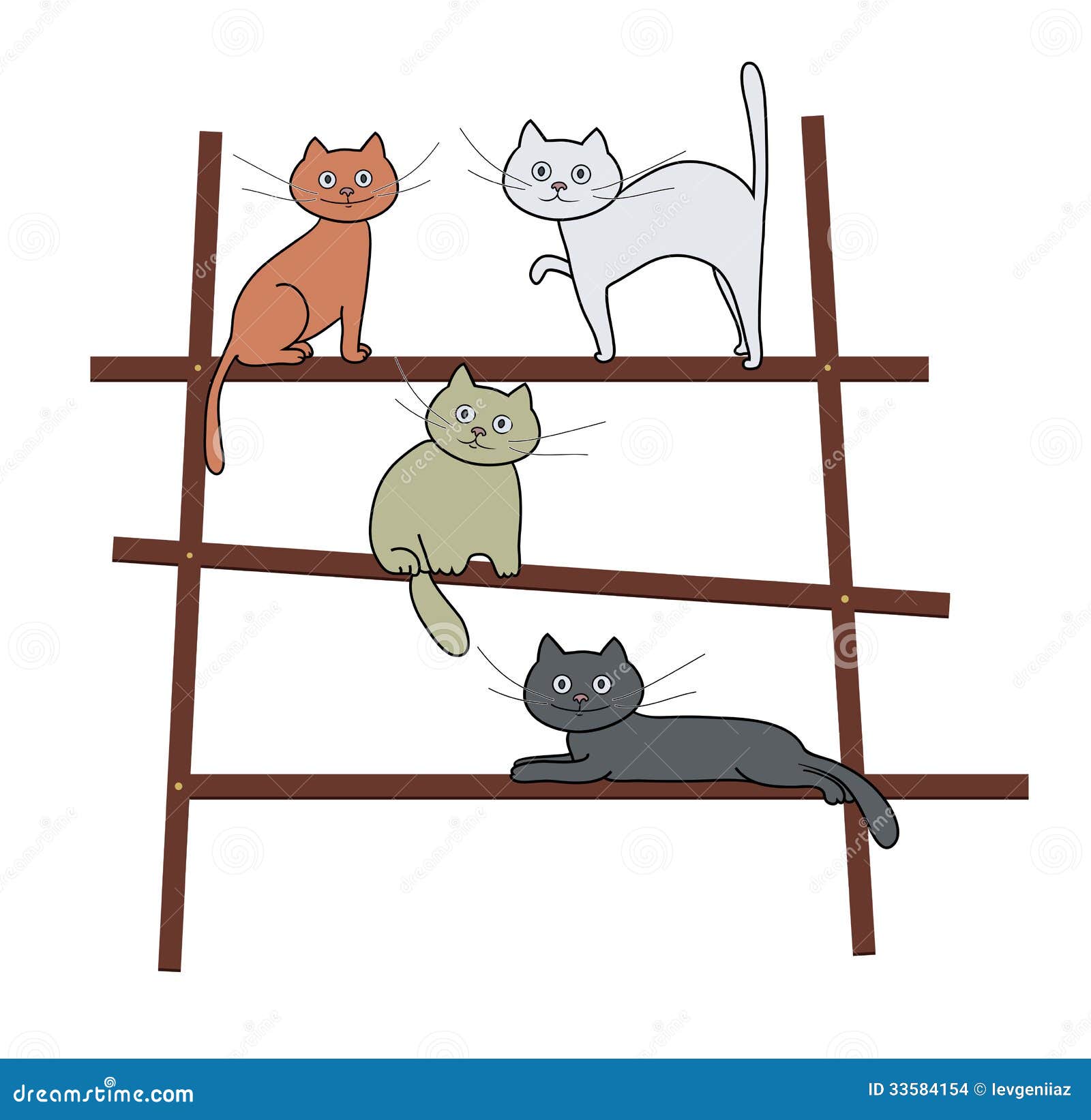 Cats on ladder stock illustration. Illustration of rude - 33584154