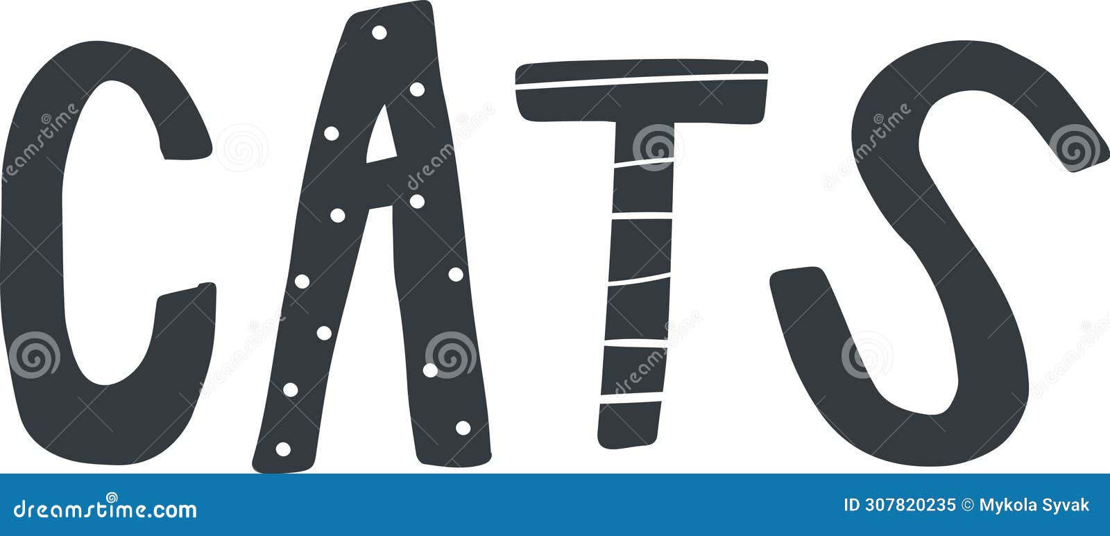 Cats Lettering Sticker stock vector. Illustration of cartoon - 307820235