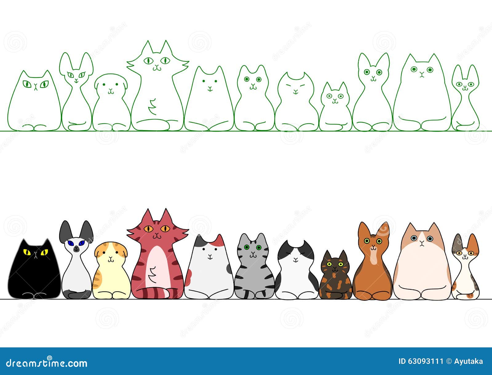 Cats loafing in a row stock vector. Illustration of cute - 63093111