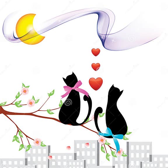 Cats_love stock vector. Illustration of graphic, botany - 17203815