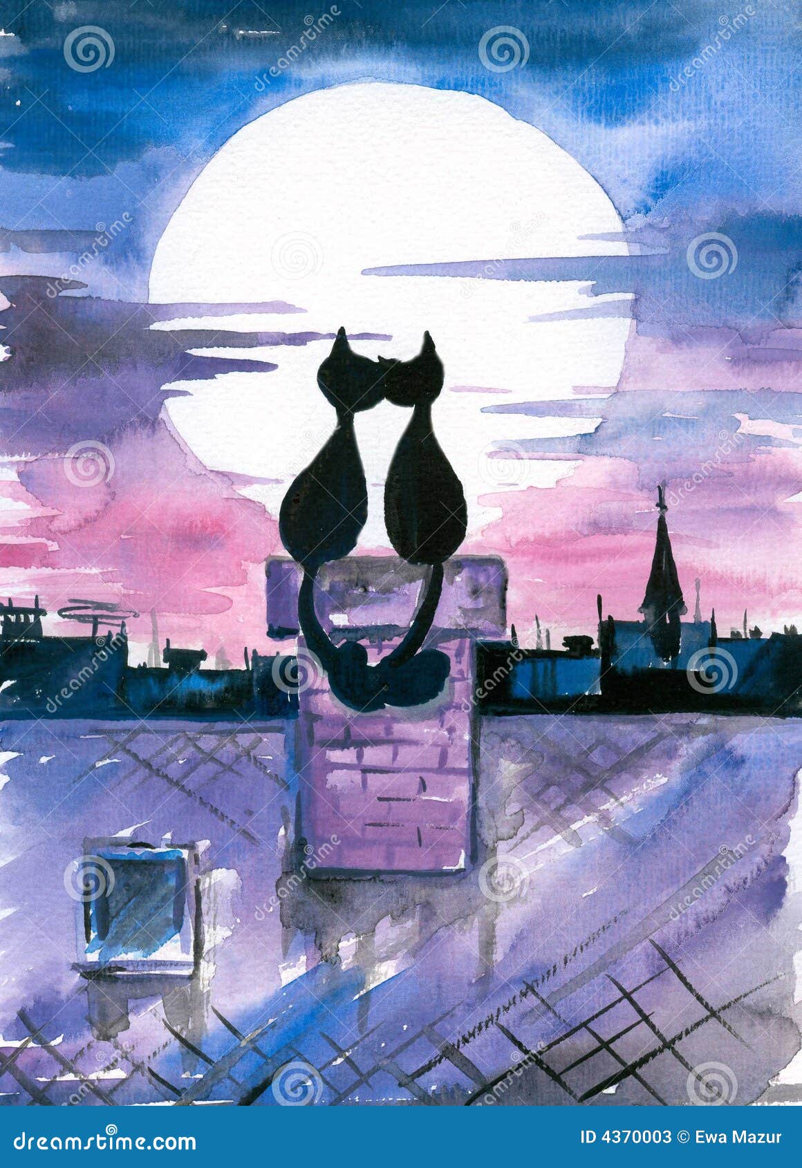 Cats in love. stock illustration. Illustration of painting - 4370003