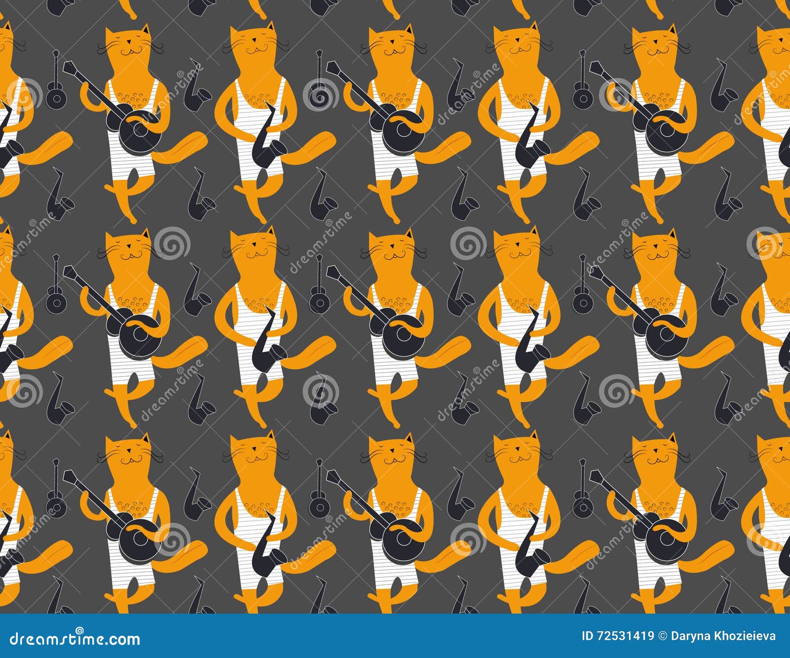 Cats Musicians Pattern. Cartoon Style Stock Vector - Illustration of cello, musician: 72531419