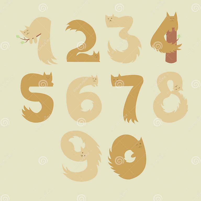 Cats numbers stock vector. Illustration of design, cartoon - 57221271