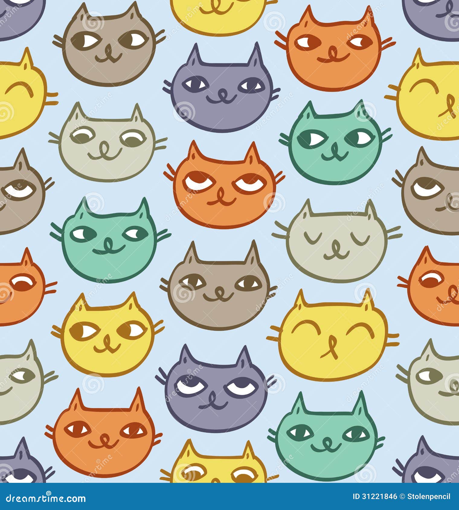 Cats pattern stock vector. Illustration of textile, kitten - 31221846