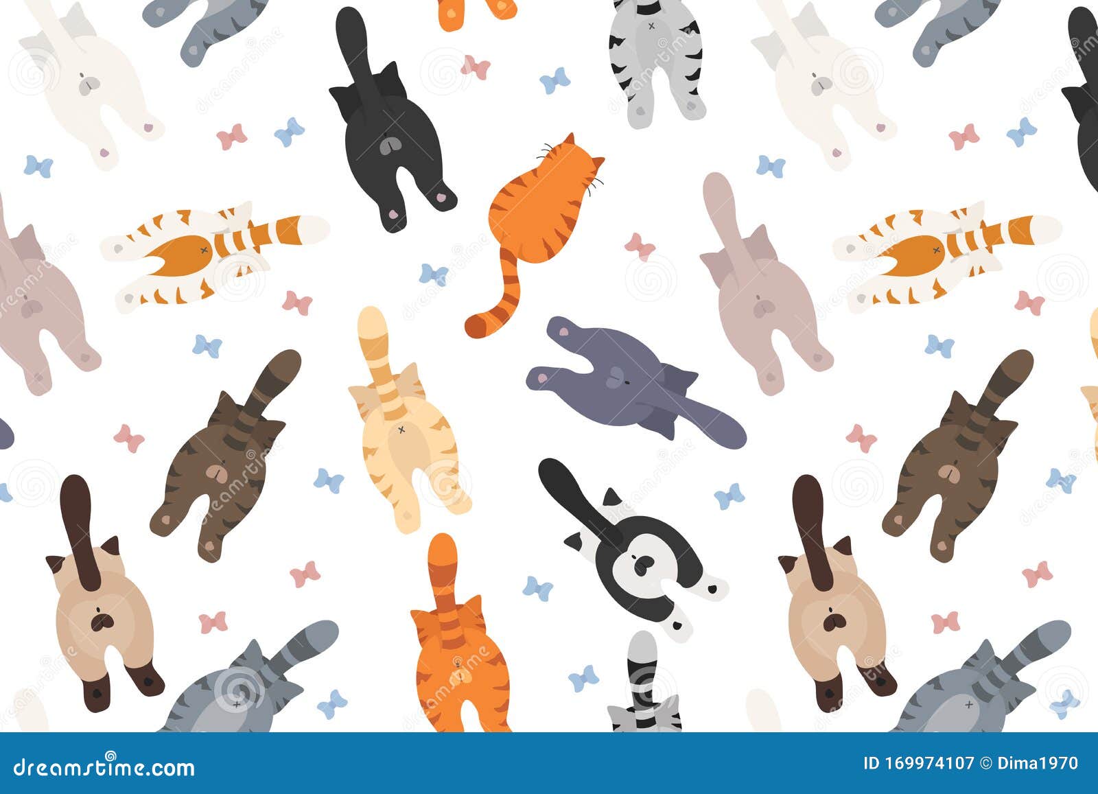 Cats Poses Behind. Cat`s Butts Stock Vector - Illustration of front ...