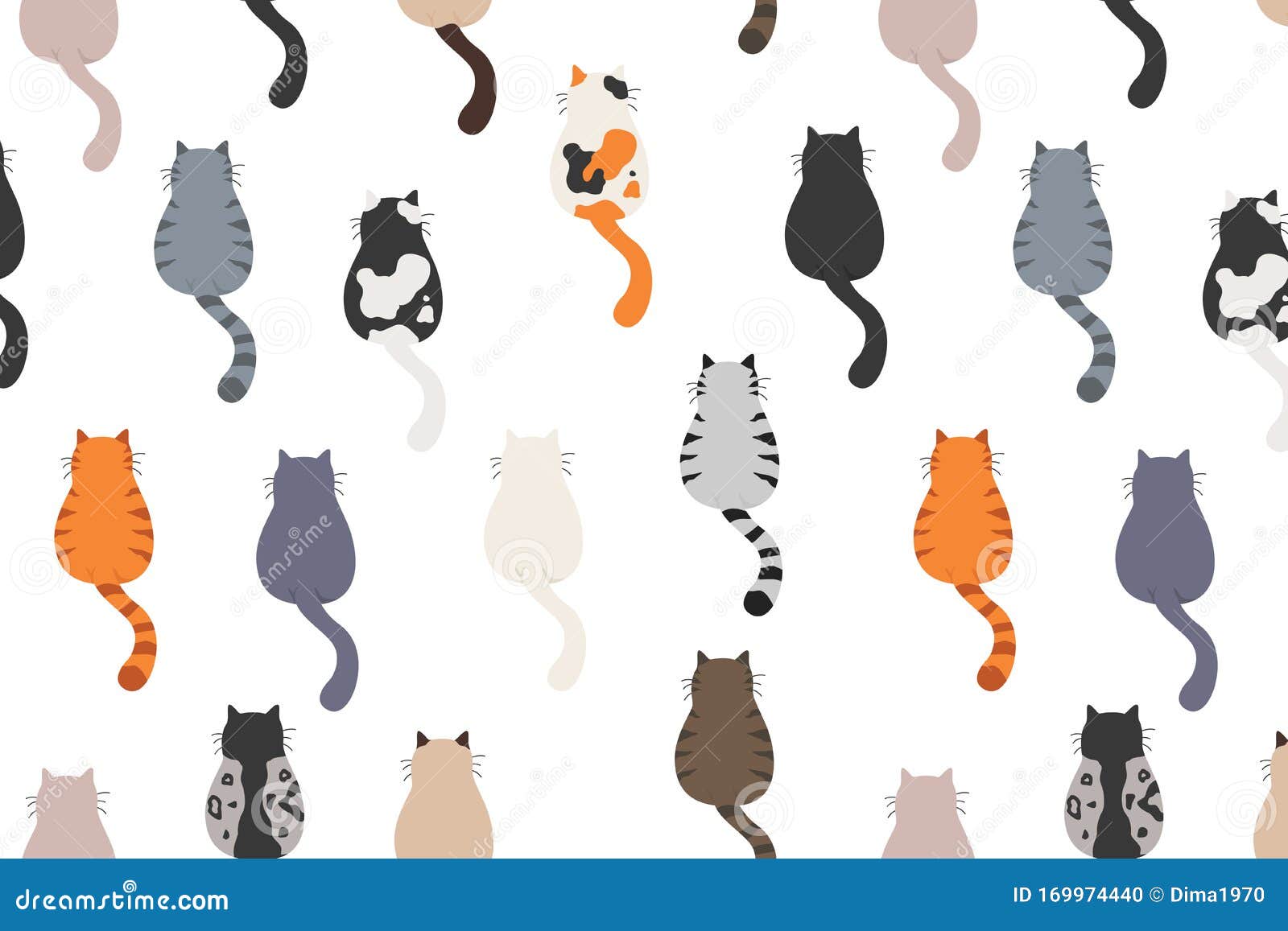 Cats Poses Behind. Cat`s Butts Stock Vector - Illustration of cute ...