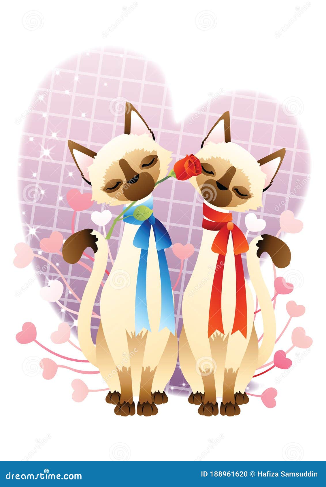 Cats Proposing Love with Rose. Vector Illustration Decorative Design ...