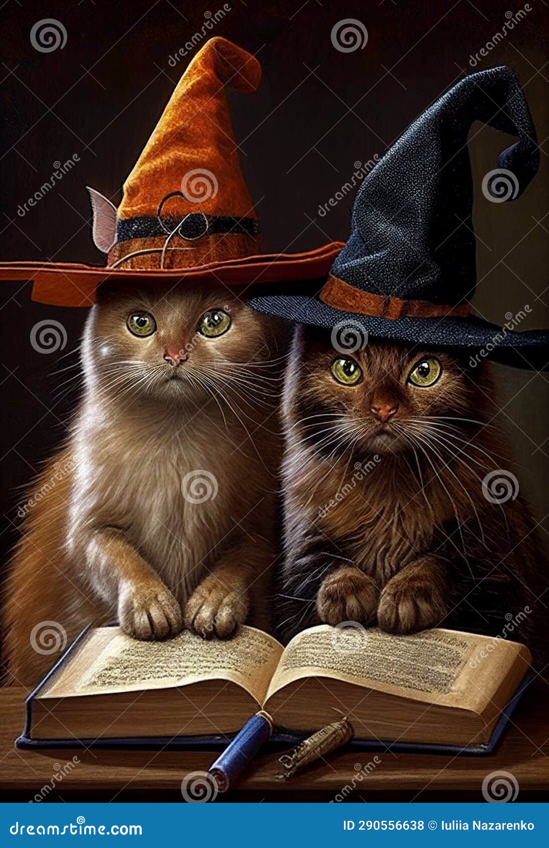 Cats Reading a Book. AI Generated Stock Photo - Image of magical ...