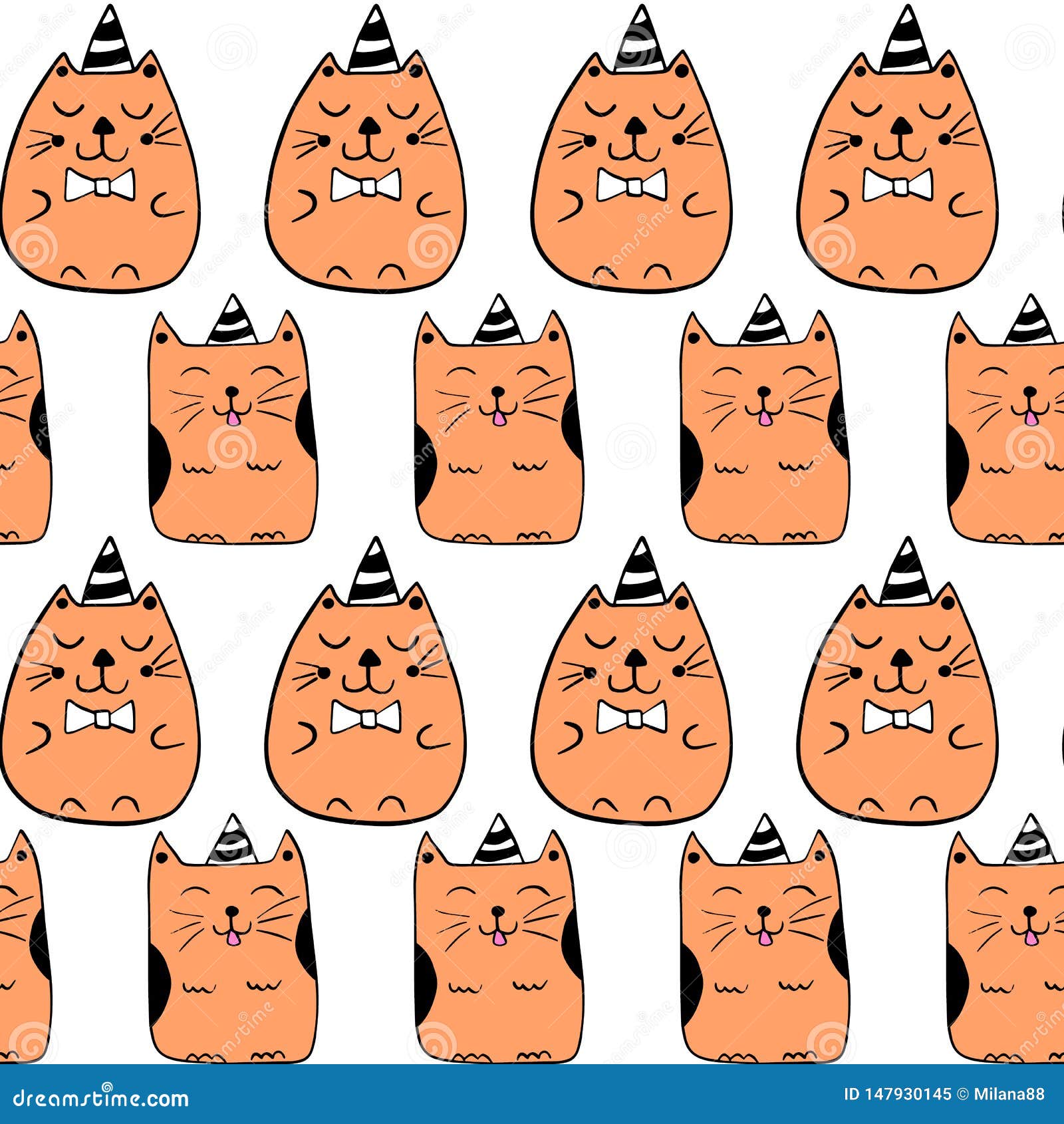 Cats Repeat Background. Seamless Childish Pattern Stock Vector ...