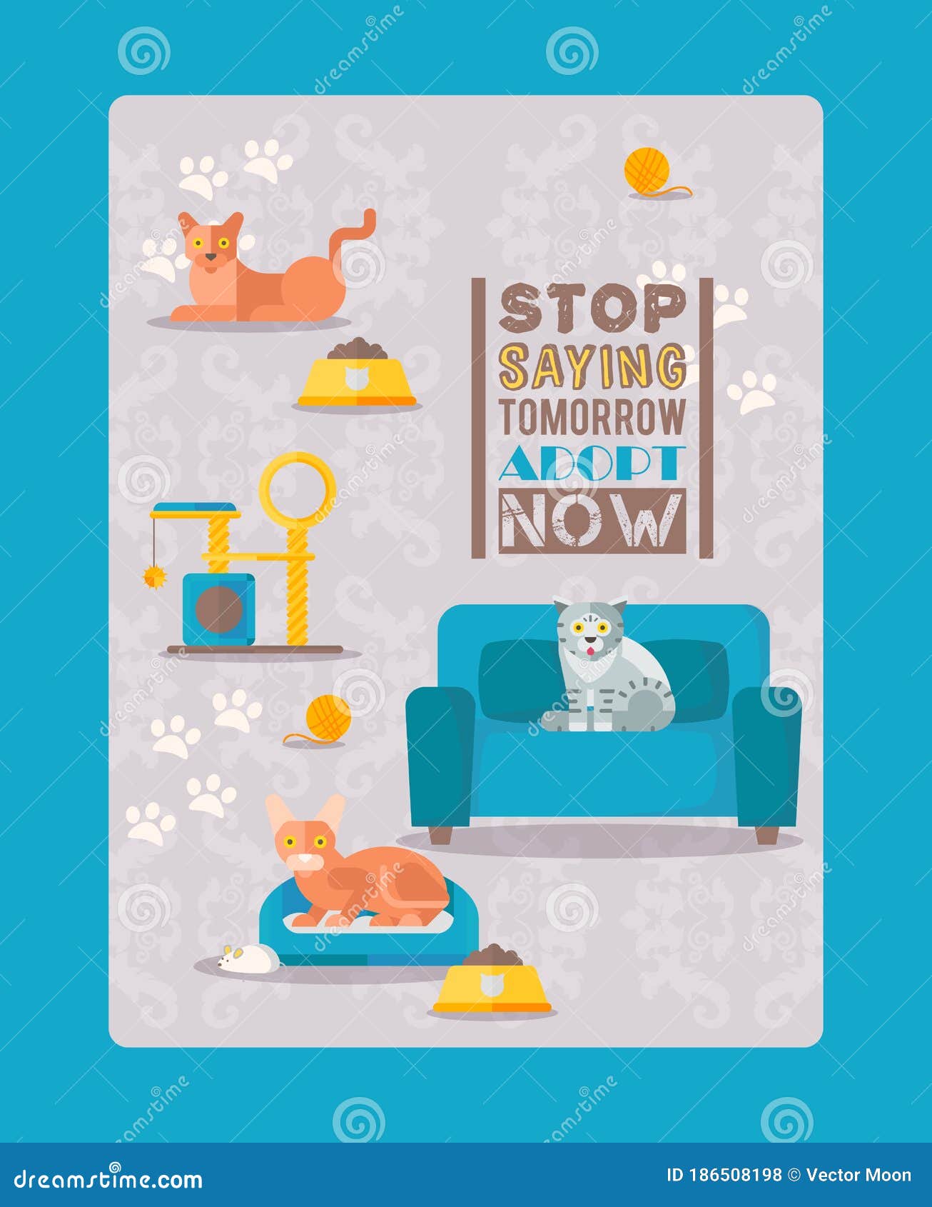 Cats Result, Stop Saying Tommorow Adopt Now Vector Illustration ... Cats Result, Stop Saying Tommorow Adopt Now Vector Illustration ...
