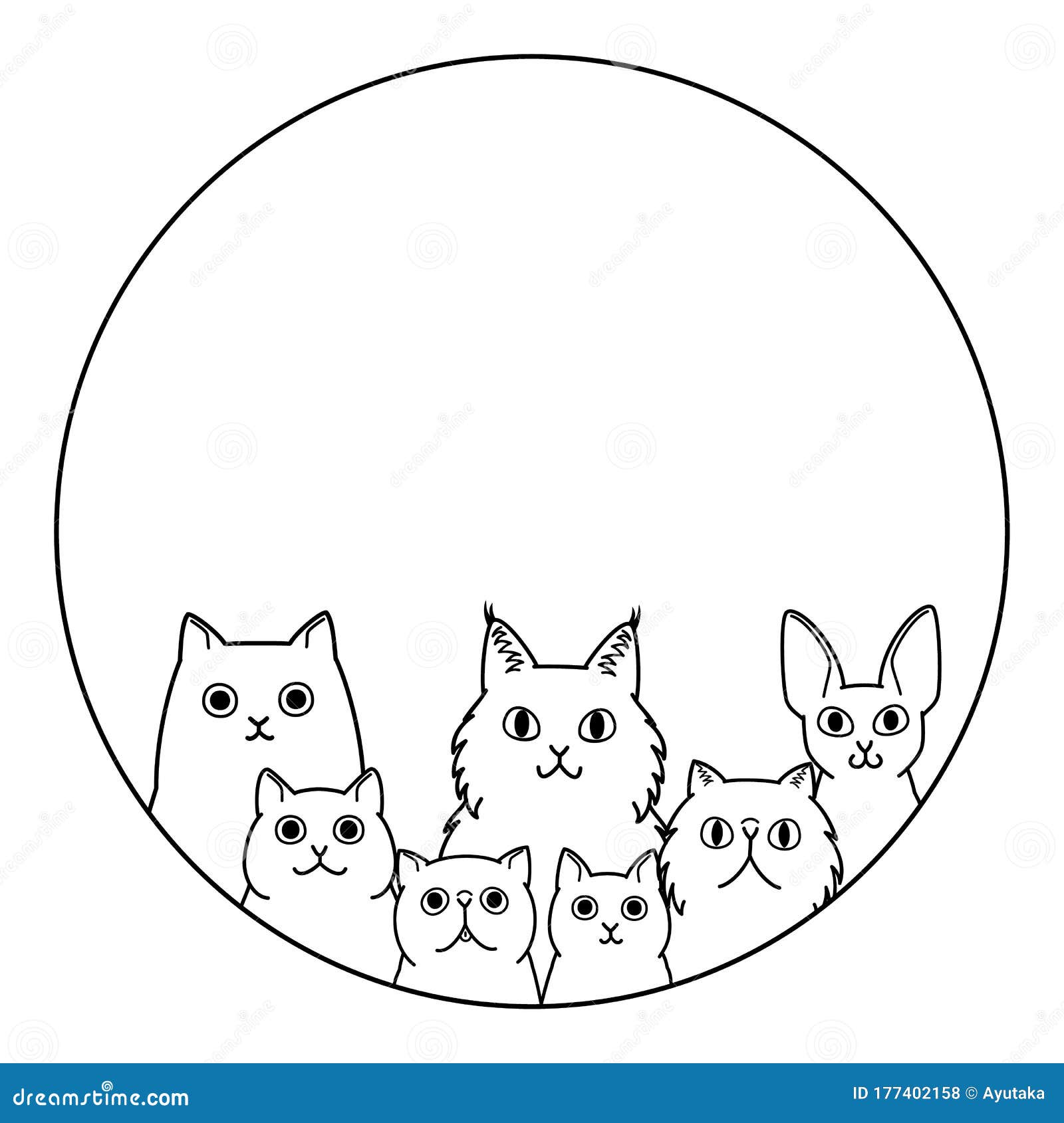 Cats in round frame design stock vector. Illustration of cats - 177402158