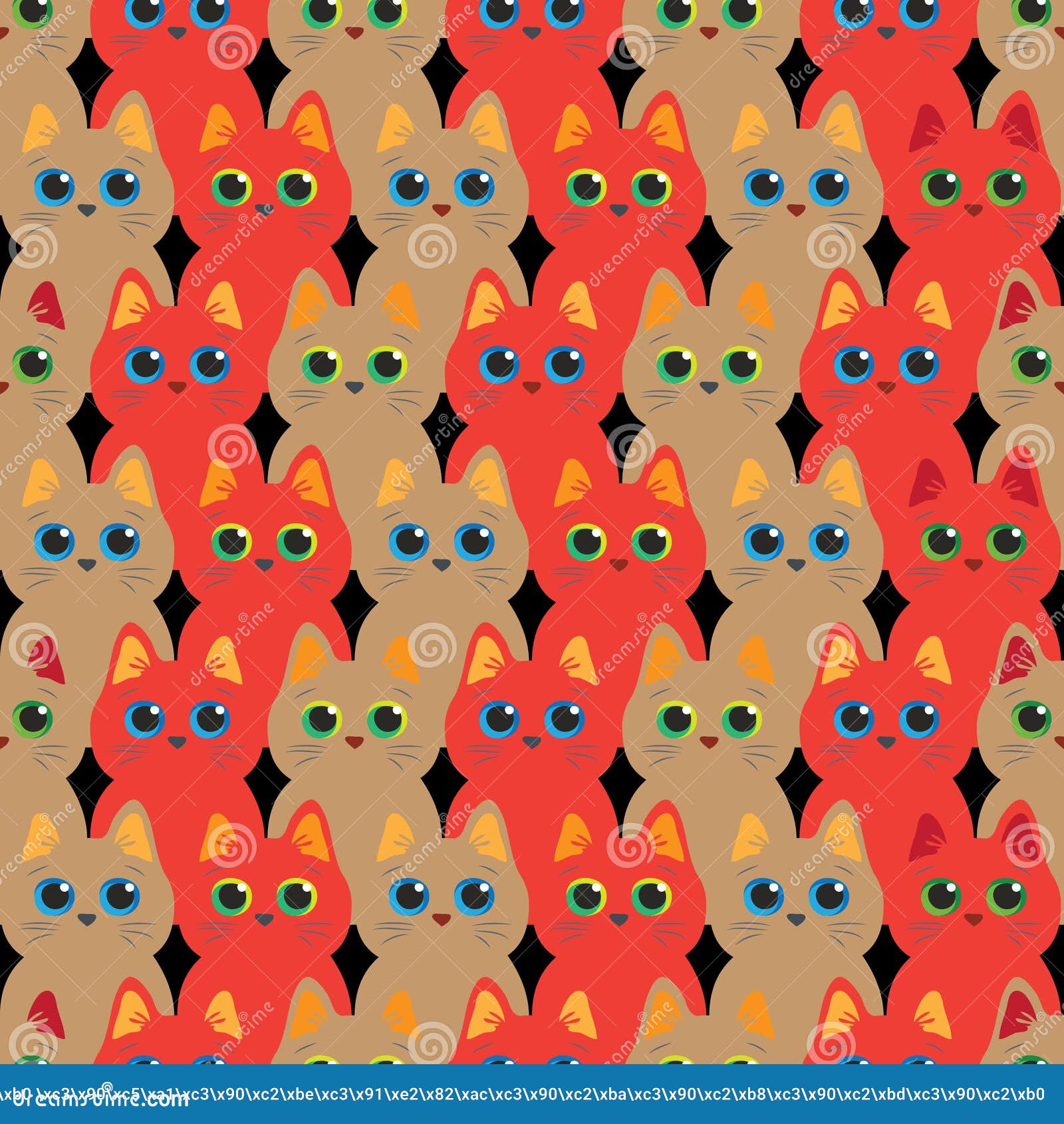 Cats Seamless Abstract Pattern Stock Vector - Illustration of contrast ...