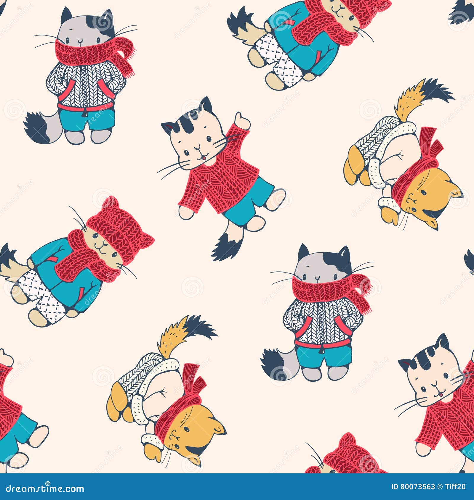 Cats stock vector. Illustration of fashion, drawing, repeat - 80073563