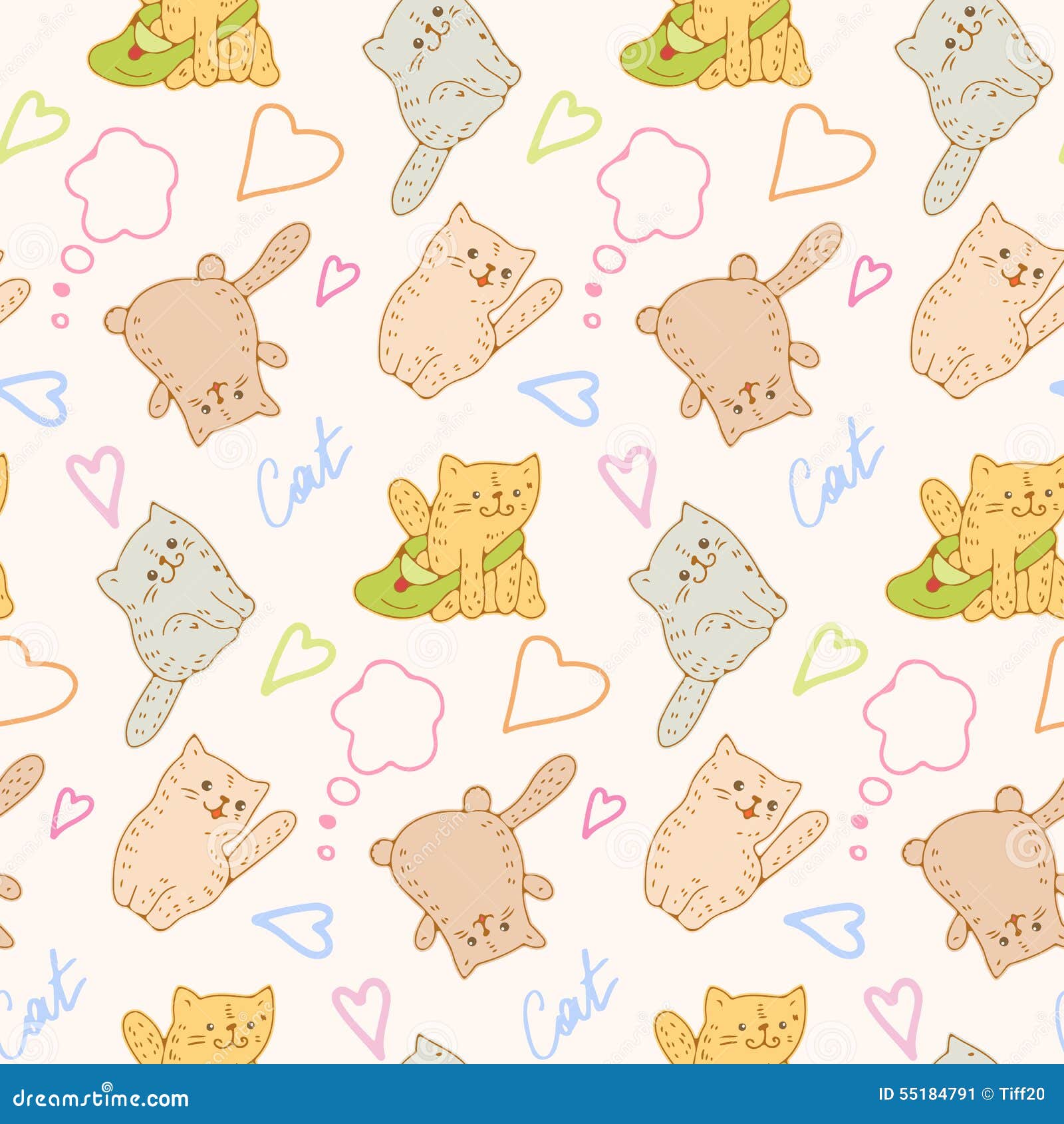 Cats stock vector. Illustration of repeat, cute, seamless - 55184791