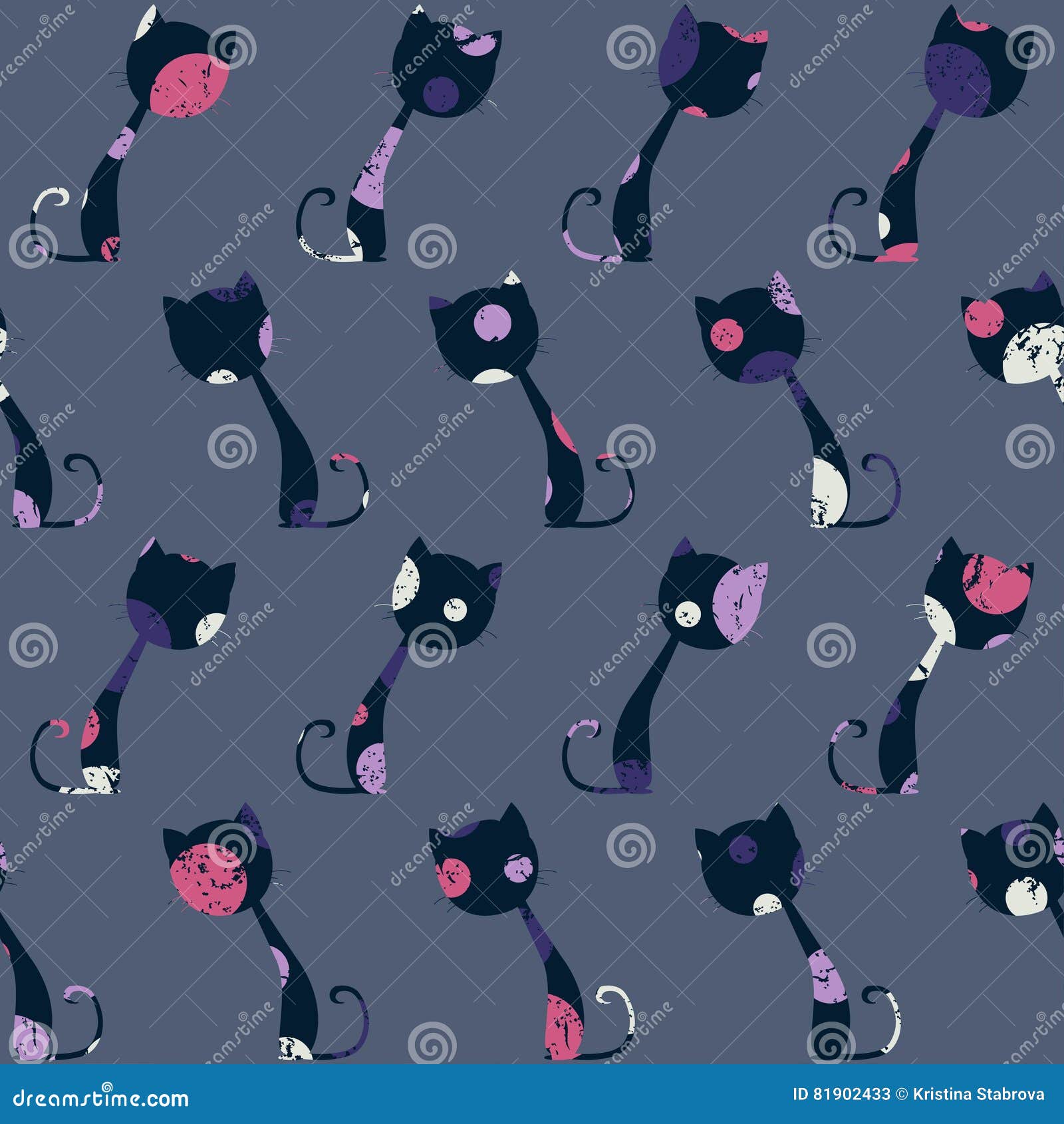 Cats Seamless Pattern. Vector Illustration Stock Vector - Illustration ...
