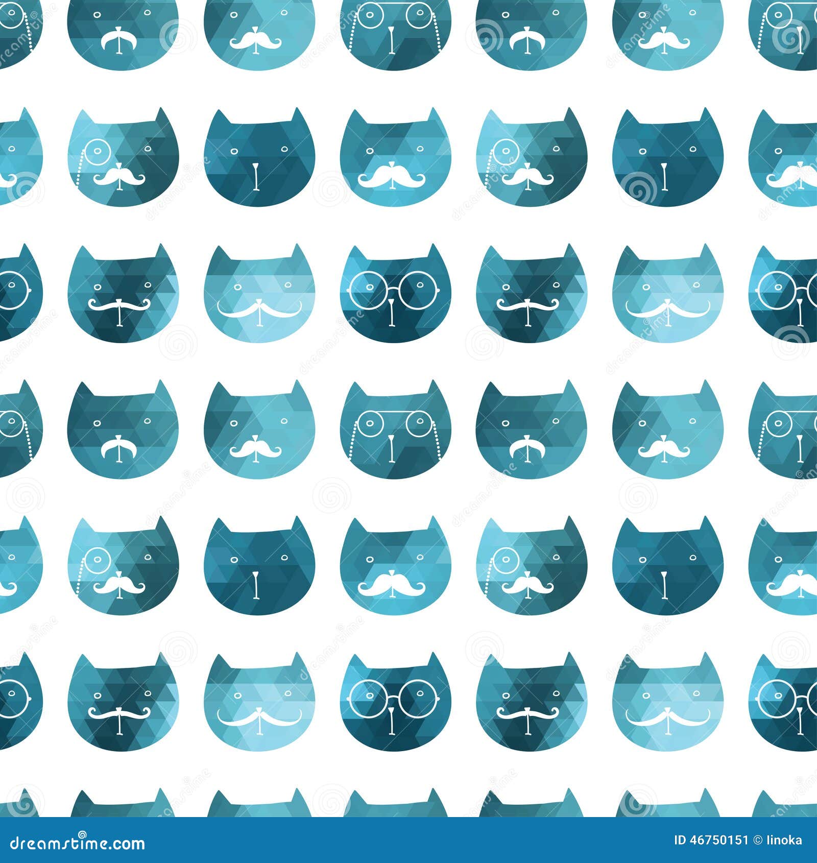 Cats Seamless Pattern. Vector. Vector Triangle Cats Stock Vector ...