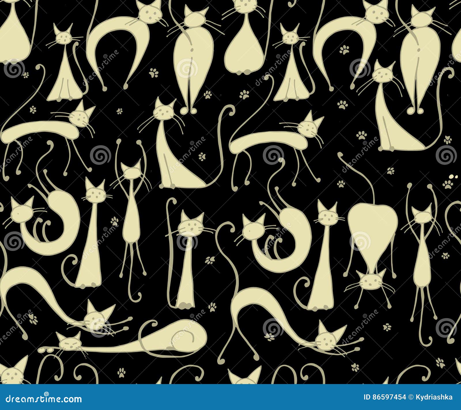 Cats Seamless Pattern for Your Design Stock Vector - Illustration of ...