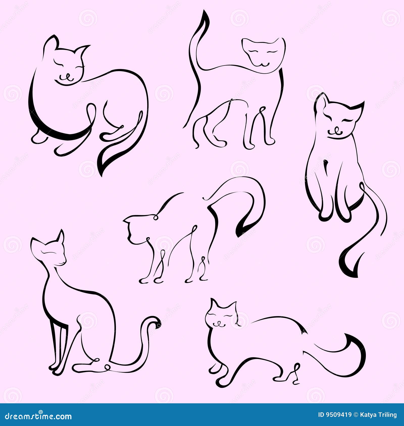 Cats Set stock vector. Illustration of abstract, funky - 9509419