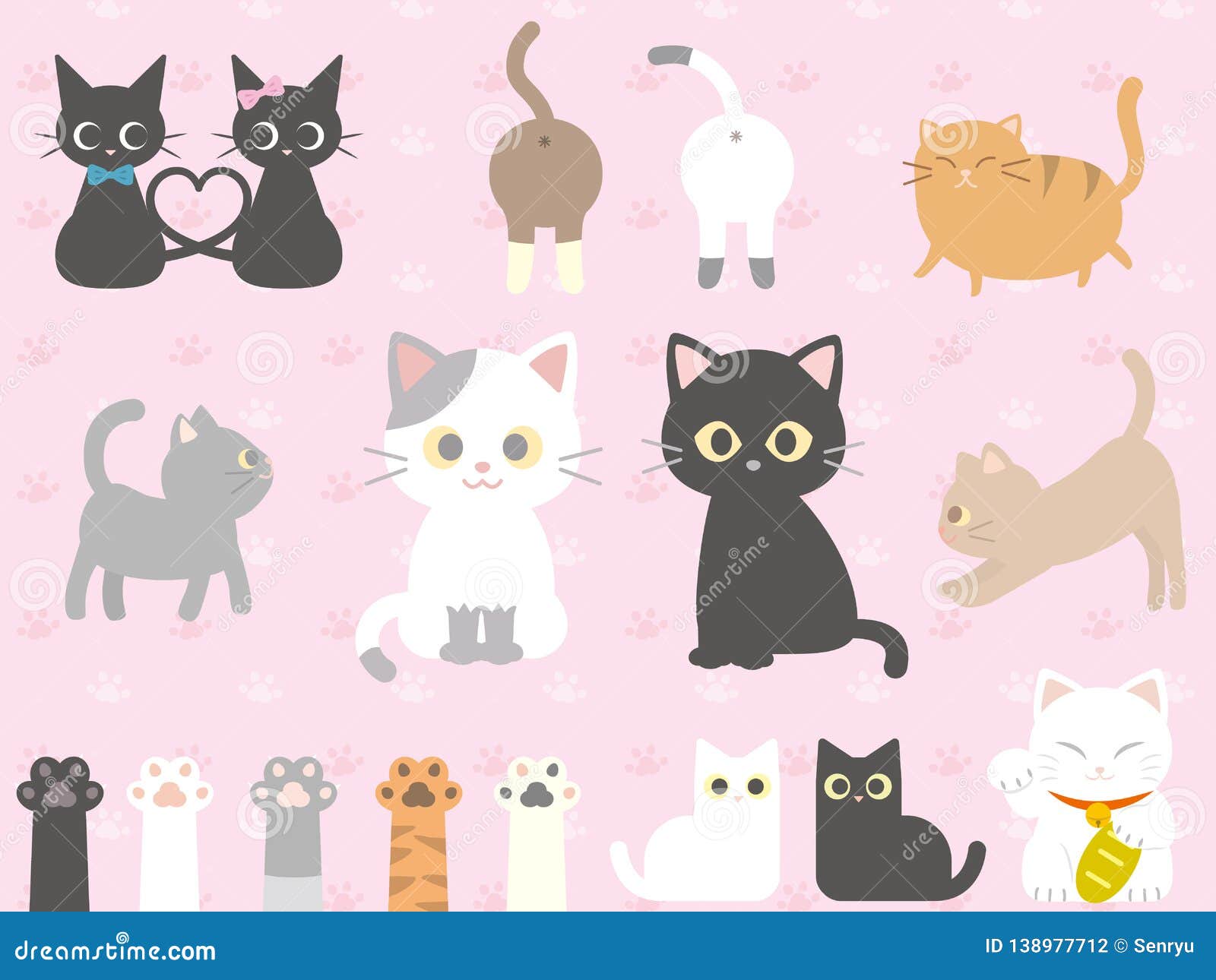 Cats set stock vector. Illustration of black, beckoning - 138977712