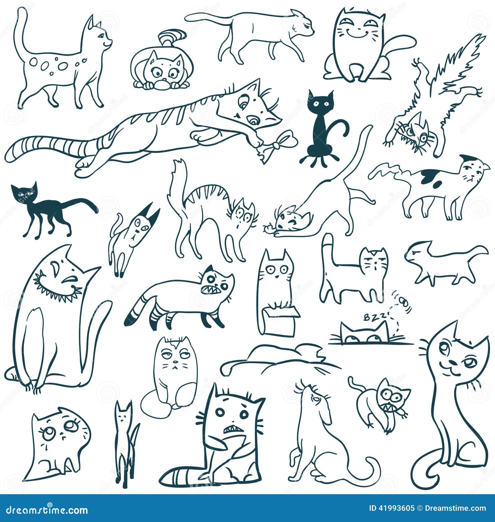 Cats Set Doodle stock vector. Illustration of animal - 41993605