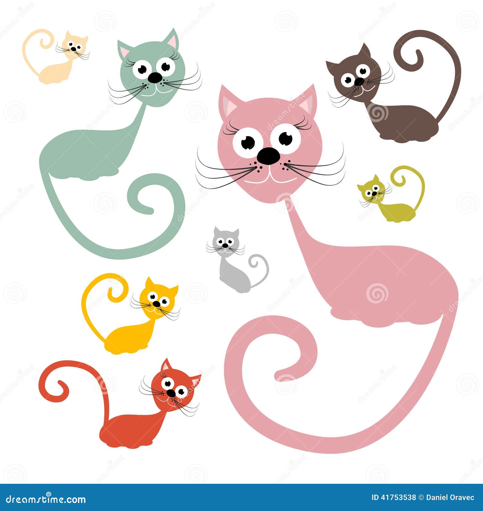 Cats Set Vector Illustration Stock Vector - Illustration of halloween ...