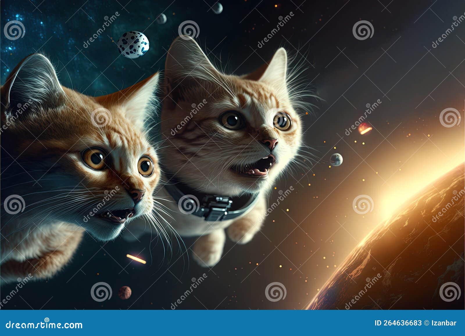 Cats in Space Cinematic Illustration Generative Ai Stock Illustration ...