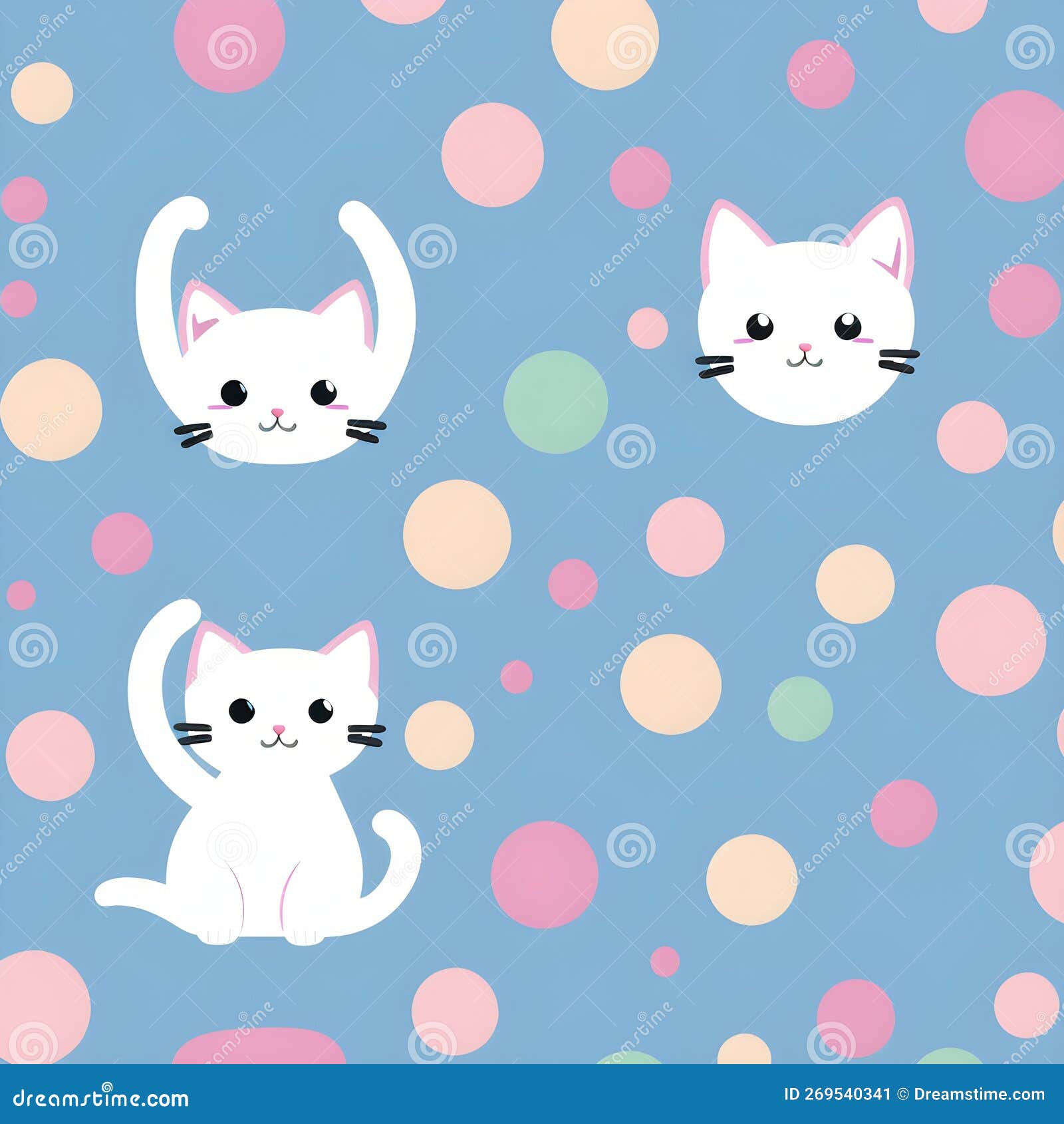 Cats and Spots Pattern stock illustration. Illustration of nose - 269540341