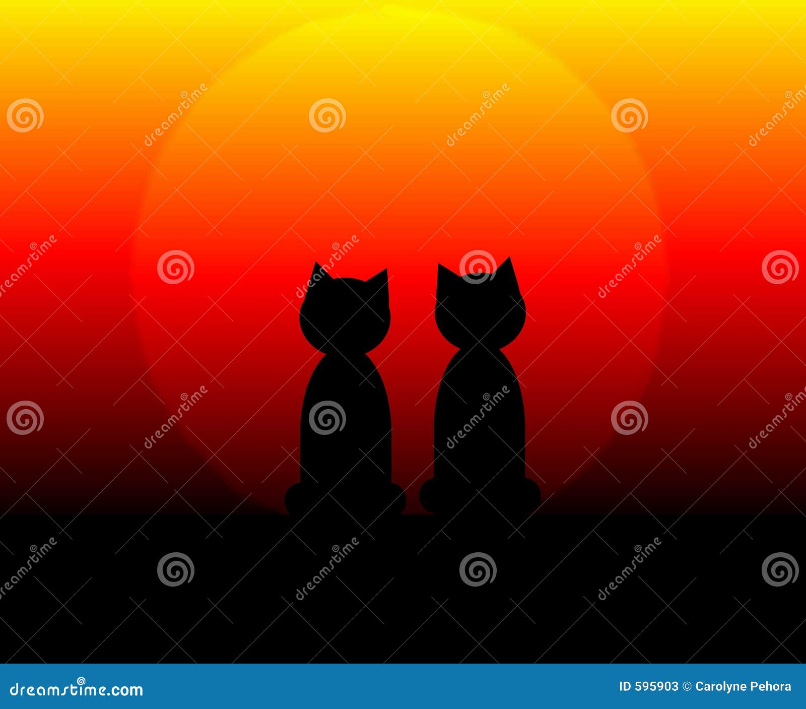 Cats at Sunset stock illustration. Illustration of evening - 595903