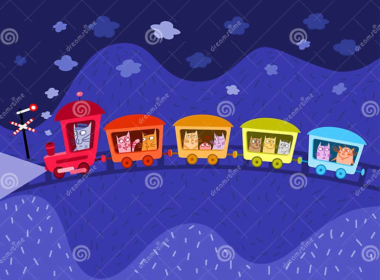 Cats travelling by train stock vector. Illustration of track - 16278776