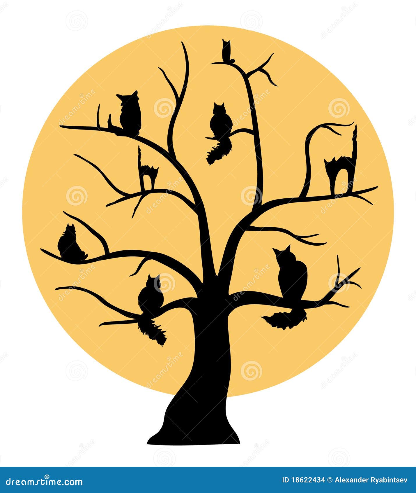 Cats on tree stock vector. Illustration of design, grass - 18622434