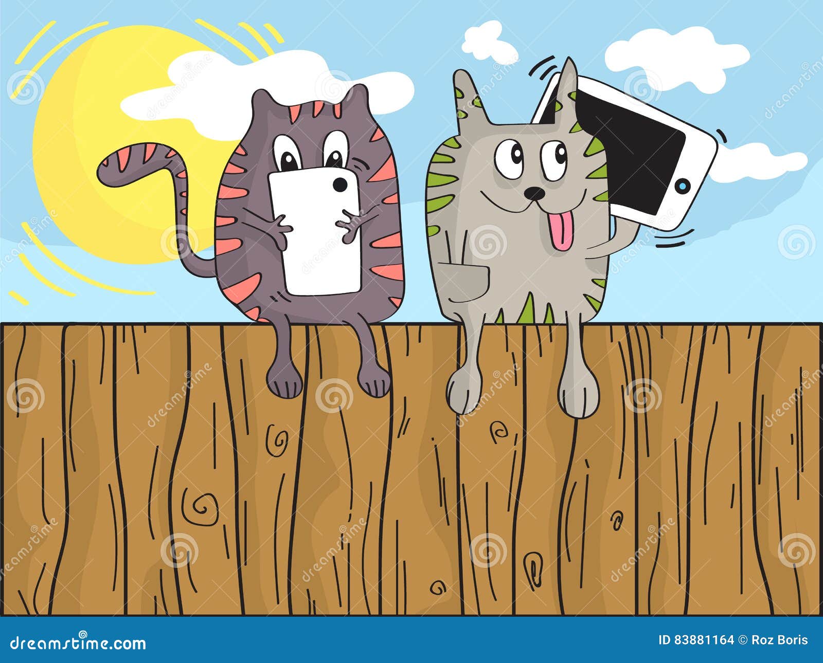 Cats using smartphones stock vector. Illustration of feline - 83881164