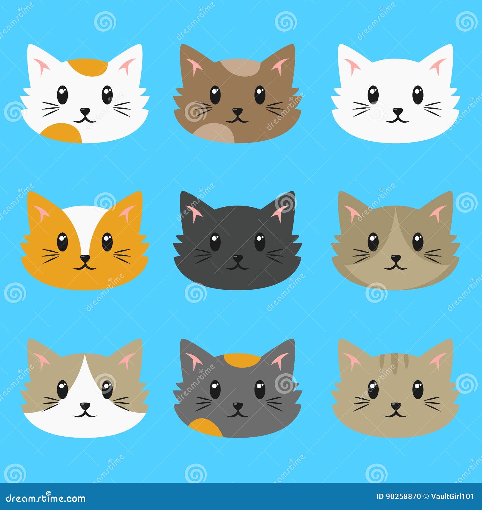 Cats Vector Collection stock vector. Illustration of cats - 90258870