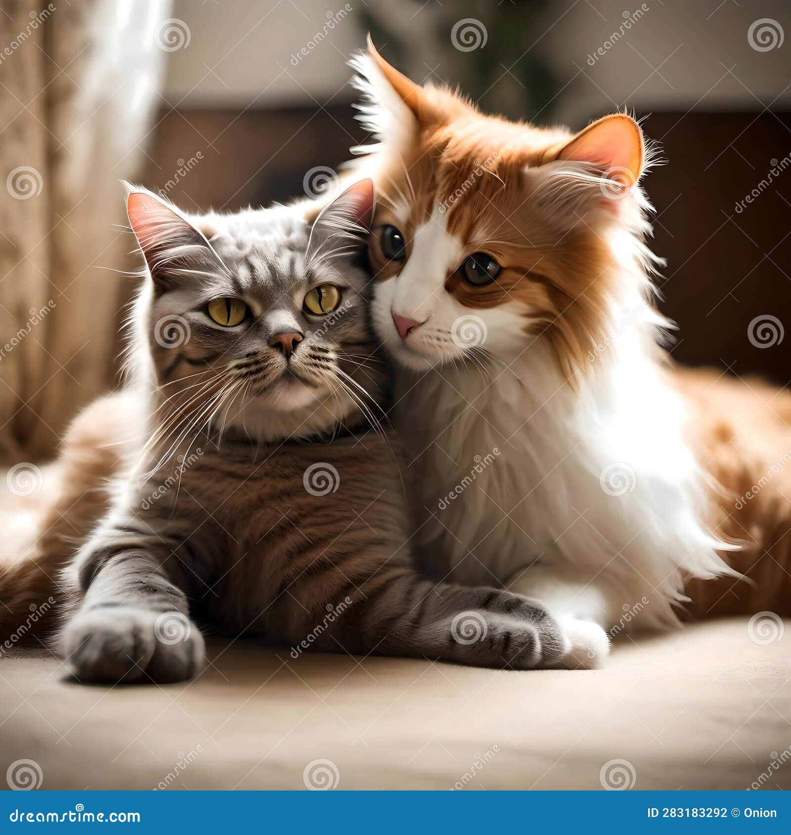 Two Cats Who are Best Friends - Ai Generated Image Stock Illustration ...