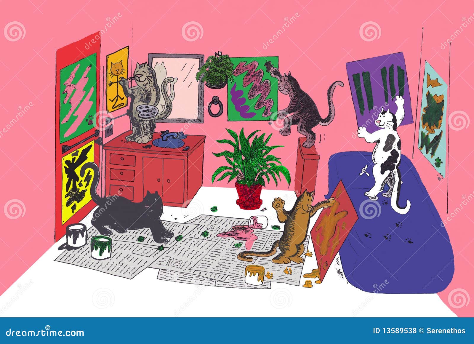 Four Paint Cans Splashing CMYK Colors, Printing Concept Image ...