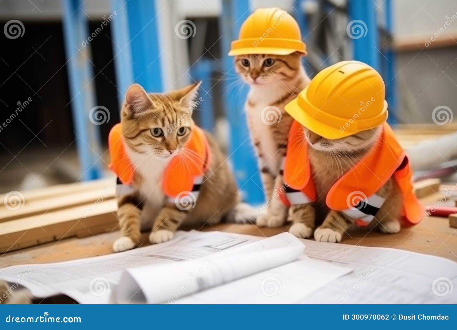 Cats are Working in Construction Site Wearing Job Clothes. Generative ...