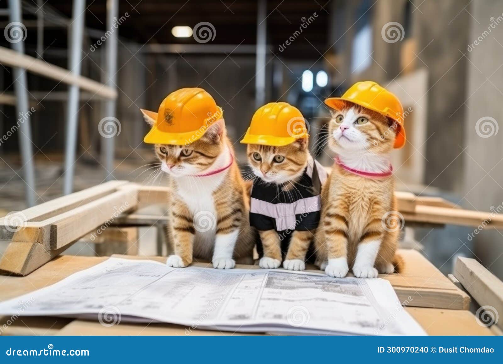 Cats are Working in Construction Site Wearing Job Clothes. Generative ...