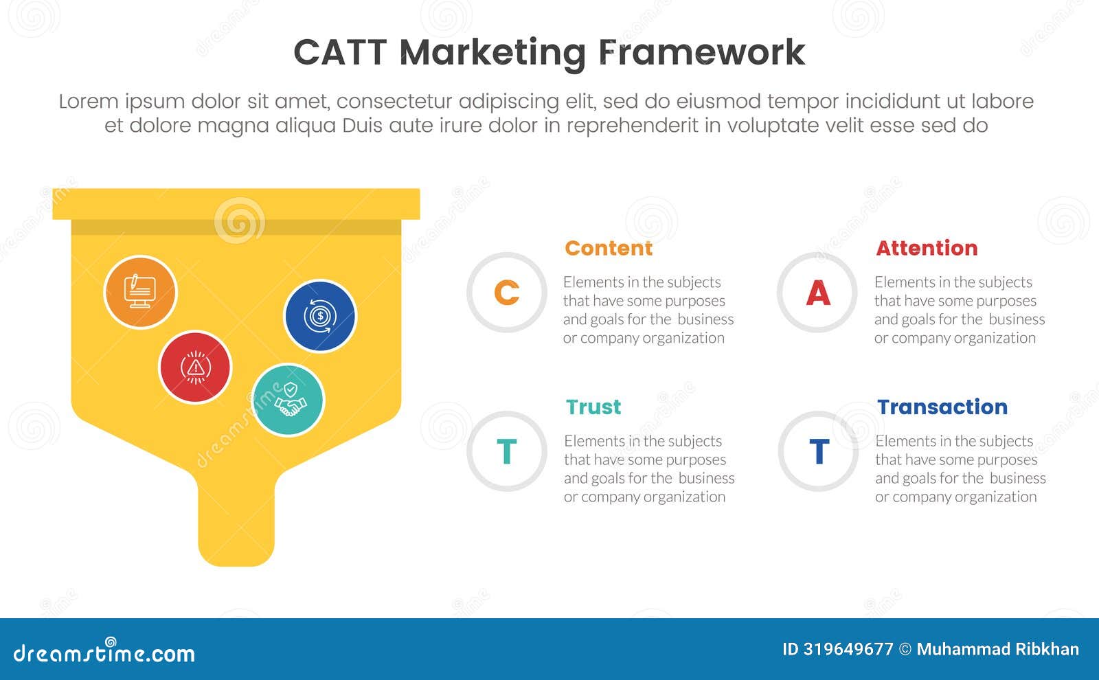 Catt Marketing Framework Infographic 4 Point Stage Template With Bold ...