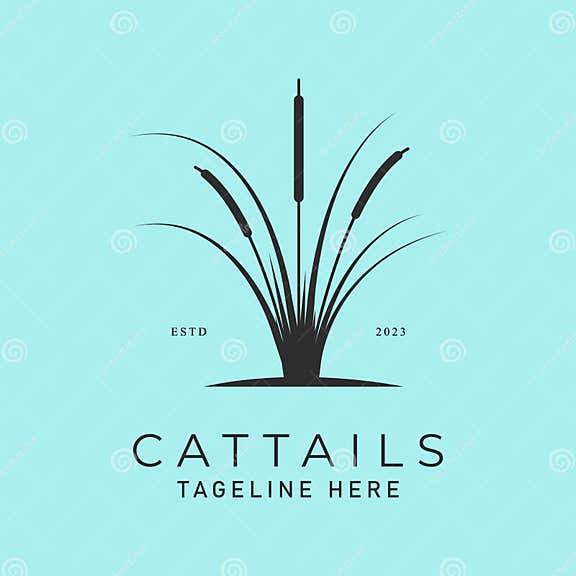 Cattails Icon Silhouette Logo Vector Design Art Stock Vector - Illustration of cattail, design ...