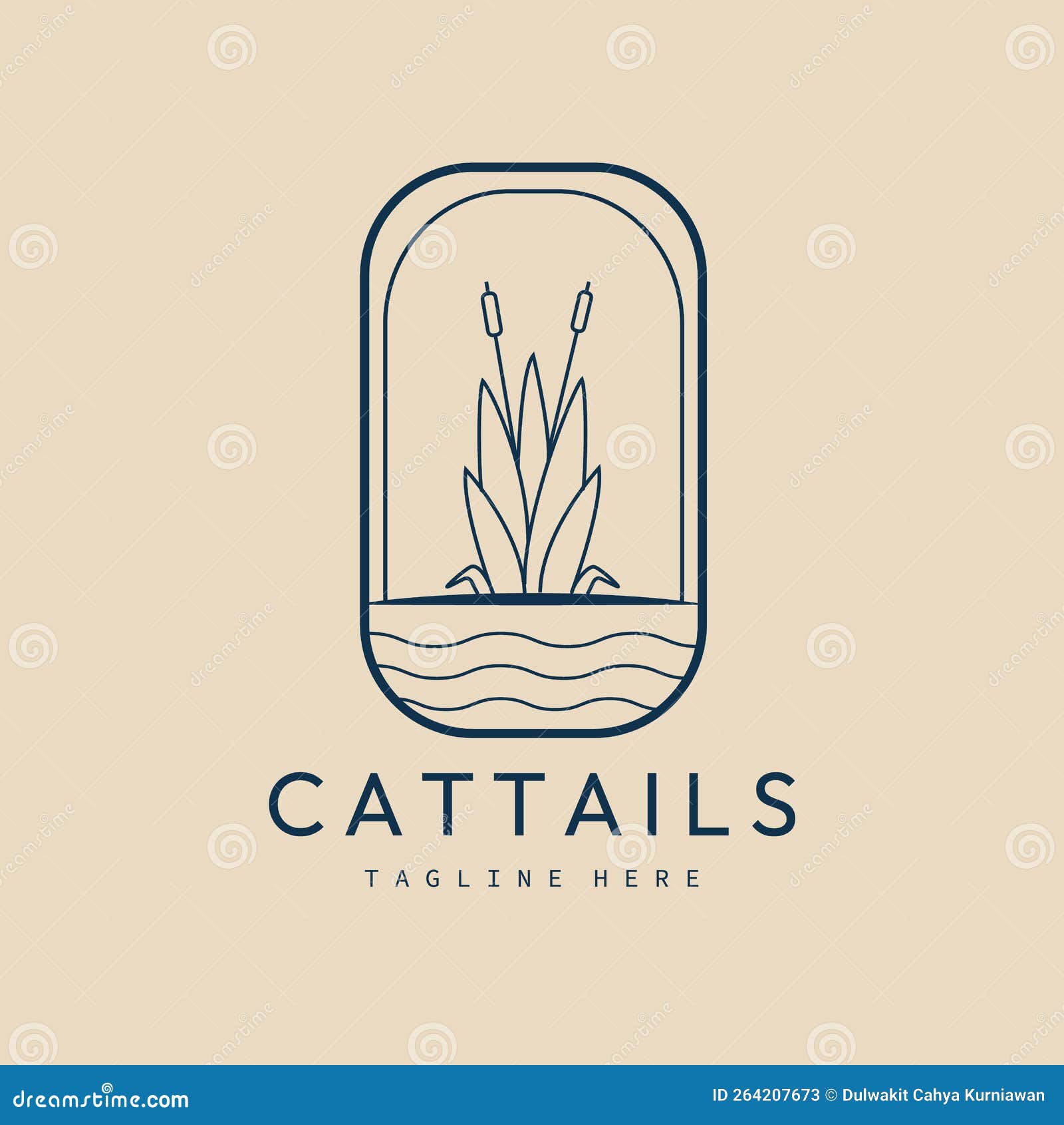 Cattails Line Art Logo Vector Illustration Design Stock Illustration ...