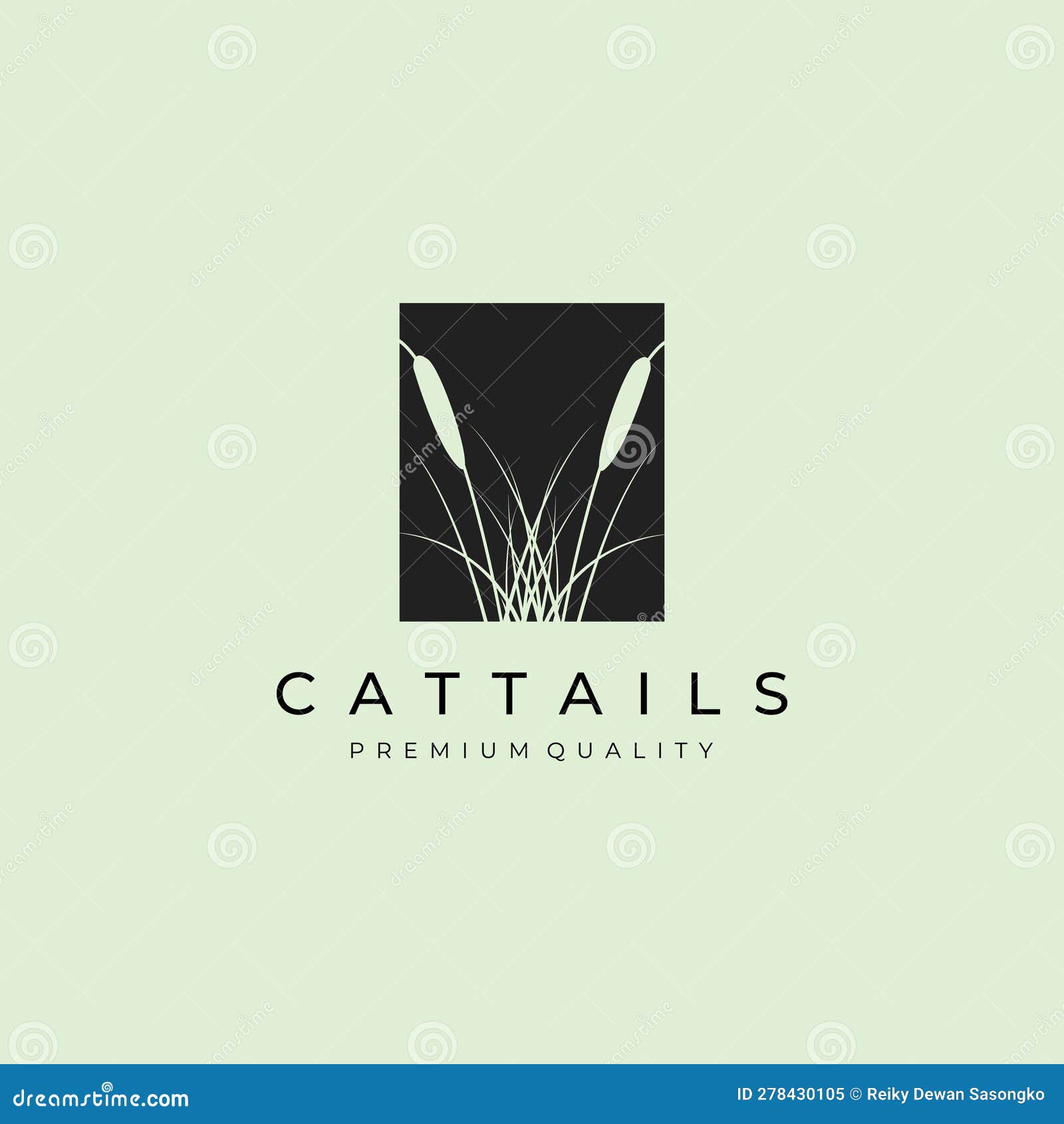 Cattails Logo Vintage and Line Minimalist Vector Design Stock Vector ...
