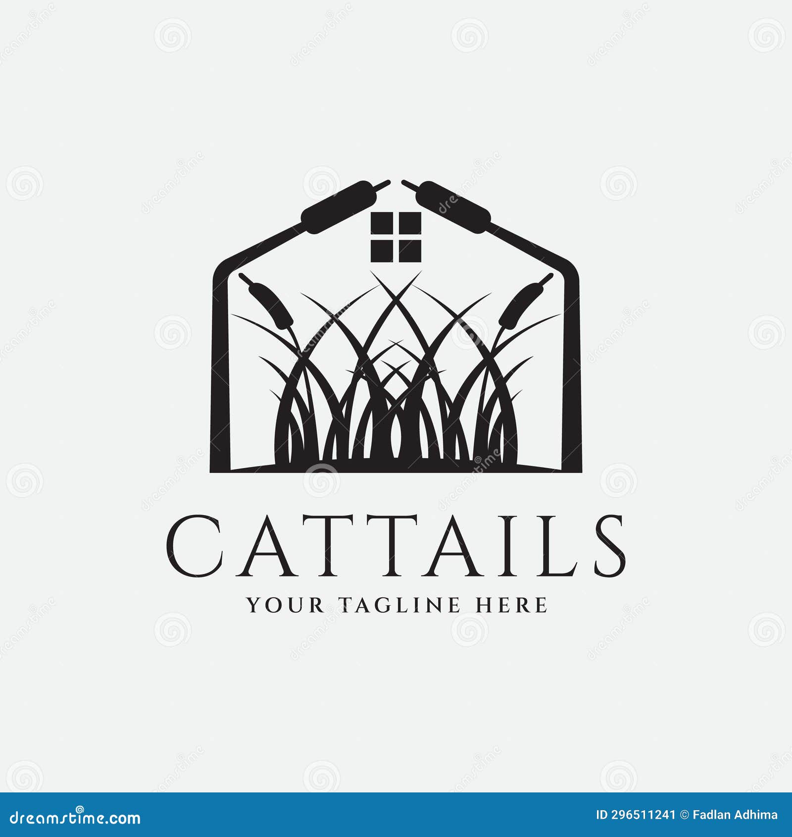 Cattails Plant With Line And Emblem Style Logo Icon Template Design ...