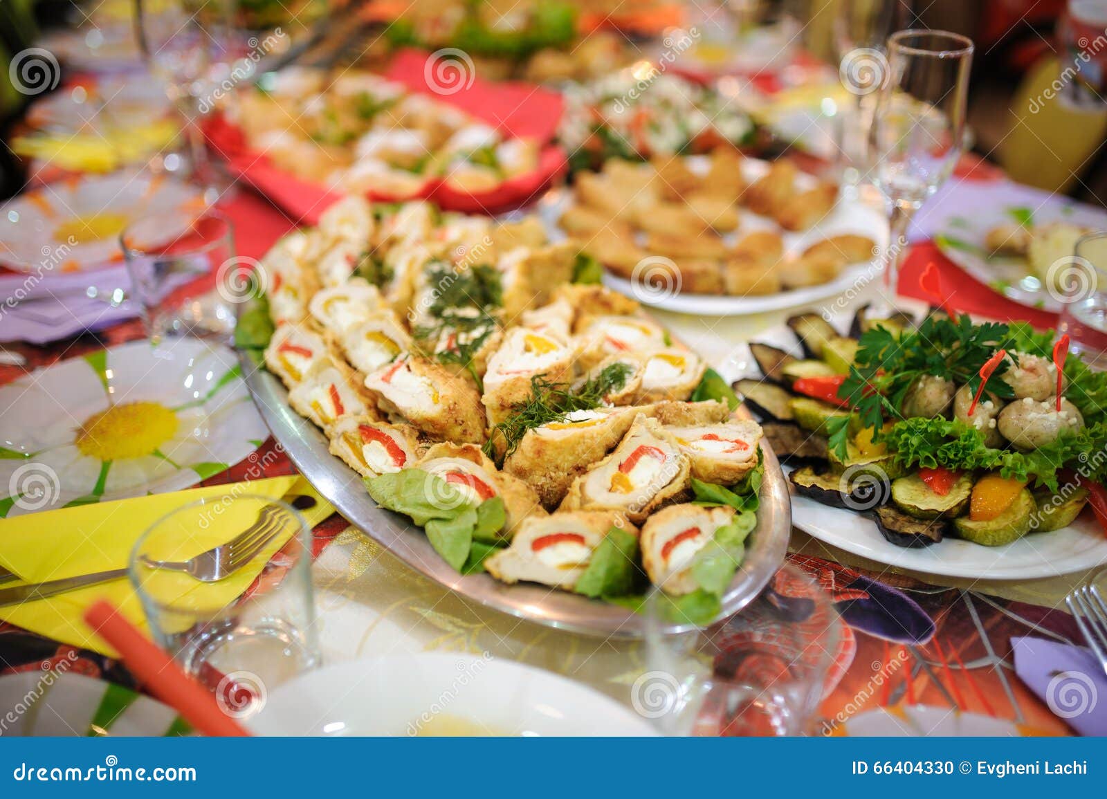 Cattering. Table Full of Food at a Restaurant Stock Photo - Image of ...