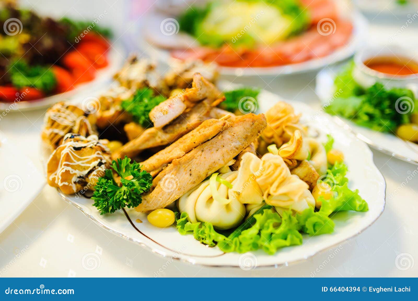 Cattering. Table Full of Food at a Restaurant Stock Photo - Image of ...