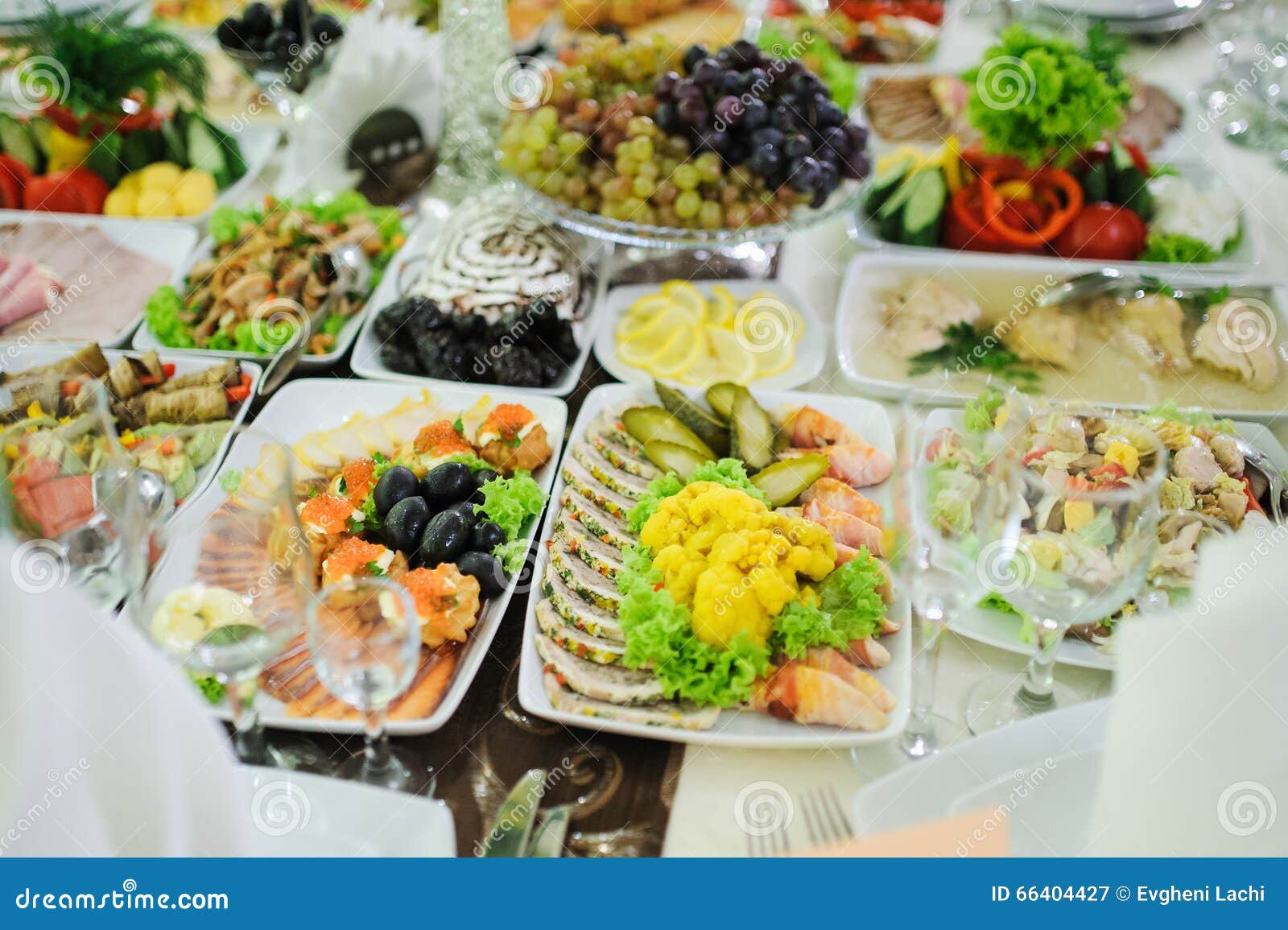 Cattering. Table Full of Food at a Restaurant Stock Image - Image of ...